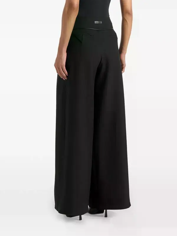 Manière De Voir Flora In Box-pleat Wide-leg Belted Trousers - Black
