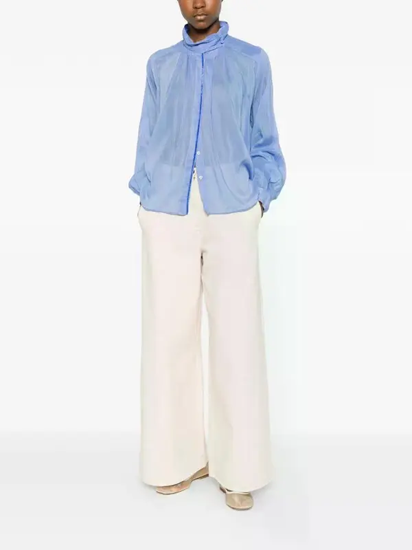 FORTE_FORTE Pleated High-neck Shirt