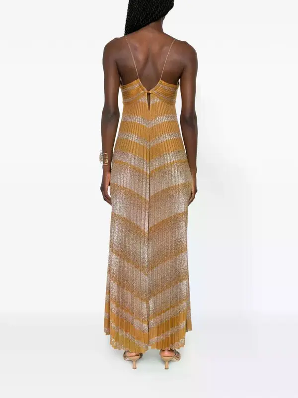 FORTE_FORTE Pleated Metallic-effect Maxi Dress