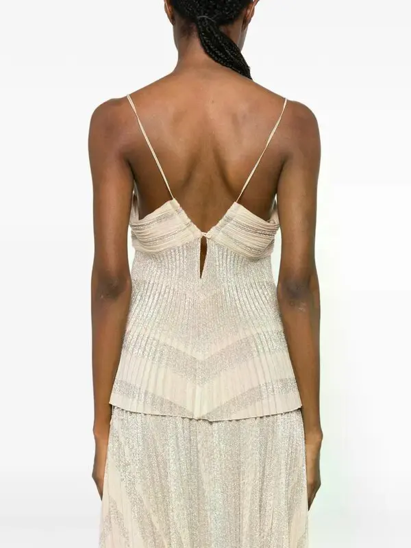 FORTE_FORTE Il Plissé Pleated Metallic-effect Top