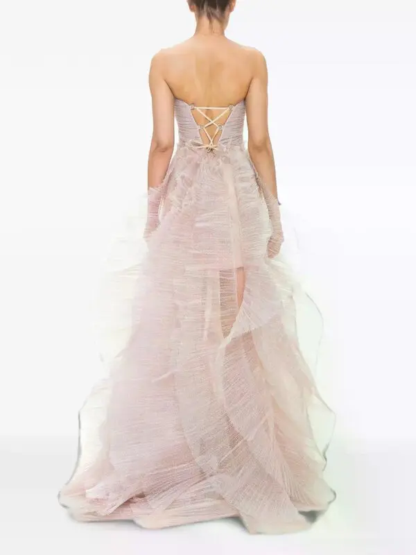 MARIA LUCIA HOHAN Ruffled Lace-up Maxi Dress