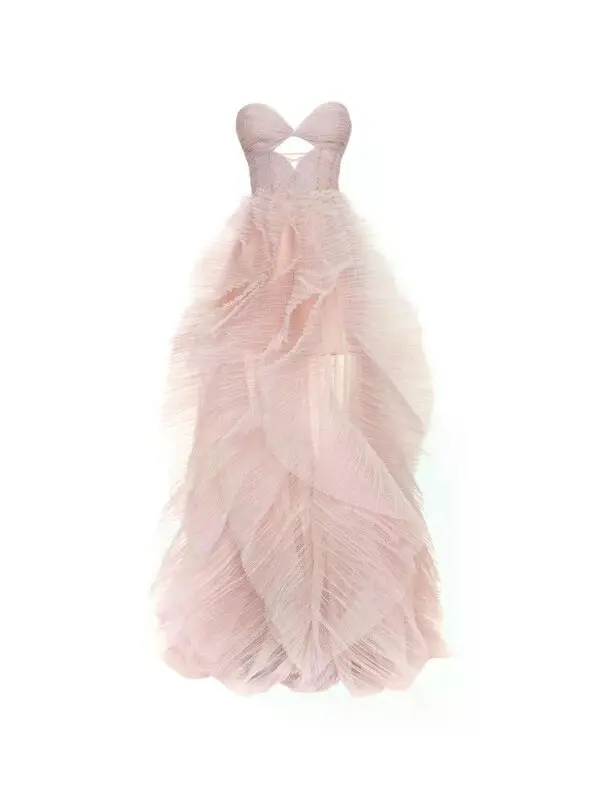MARIA LUCIA HOHAN Ruffled Lace-up Maxi Dress - Pink