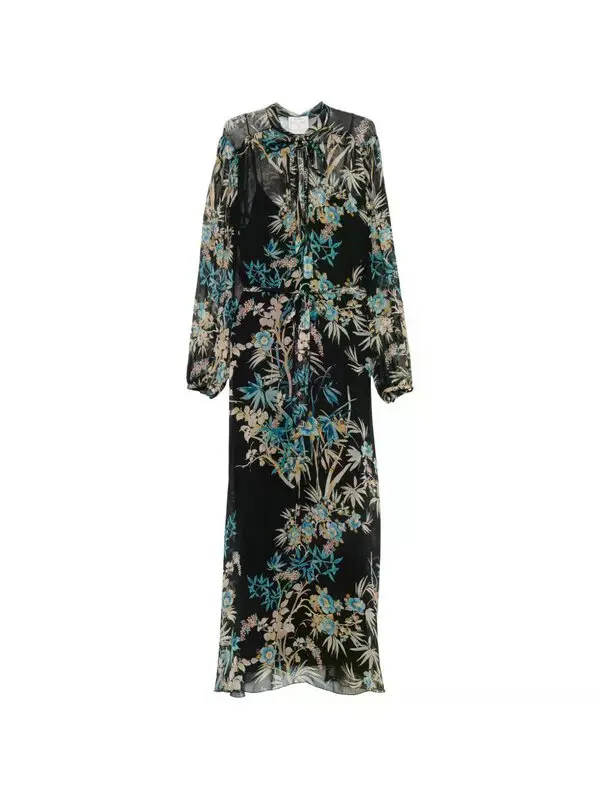 FORTE_FORTE Floral-print Tie-neck Dress