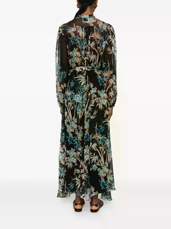 FORTE_FORTE Floral-print Tie-neck Dress