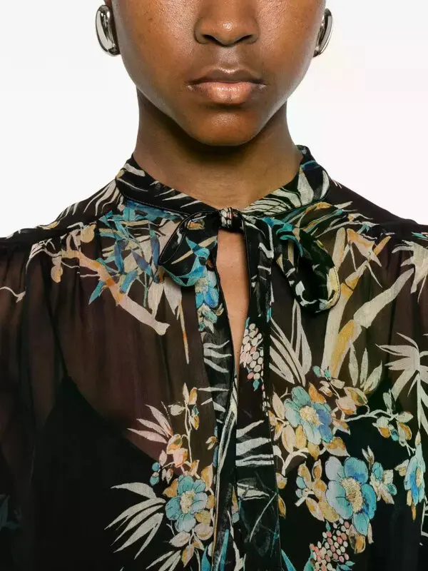 FORTE_FORTE Floral-print Tie-neck Dress