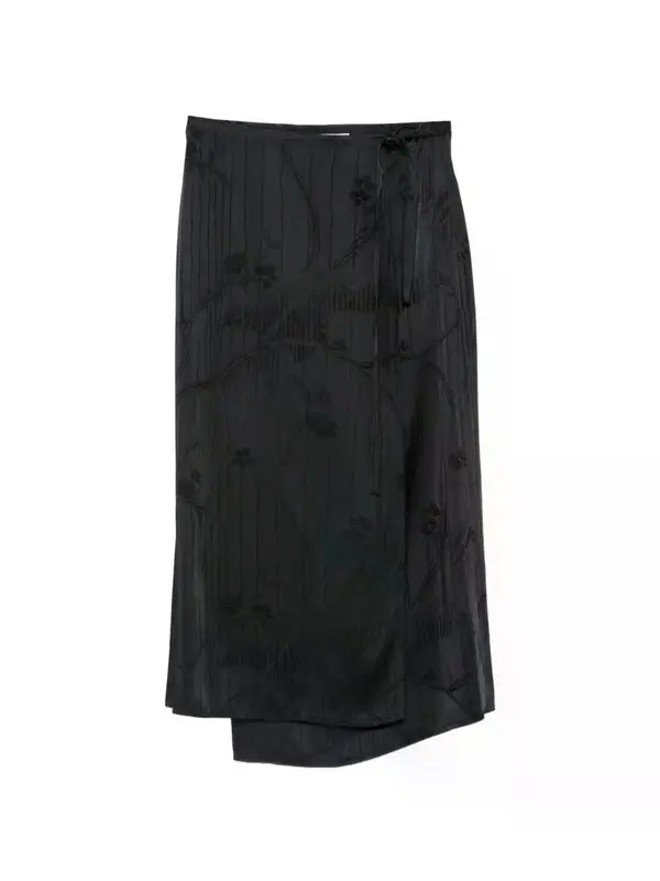 FORTE_FORTE Floral-jacquard Wrap Midi Skirt - Blue