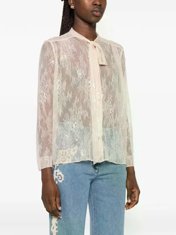 FORTE_FORTE Lace-embroidered Sequin-embellished Blouse