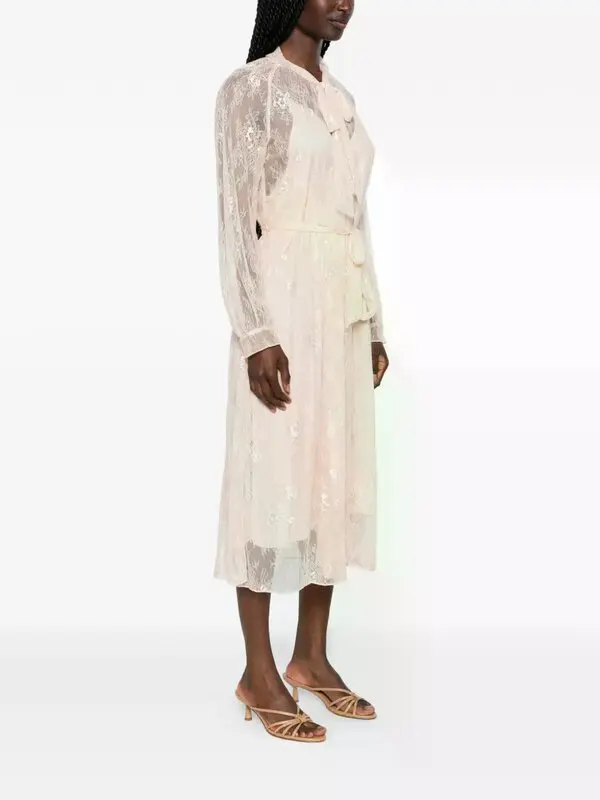 FORTE_FORTE Lace Pussy-bow Midi Dress