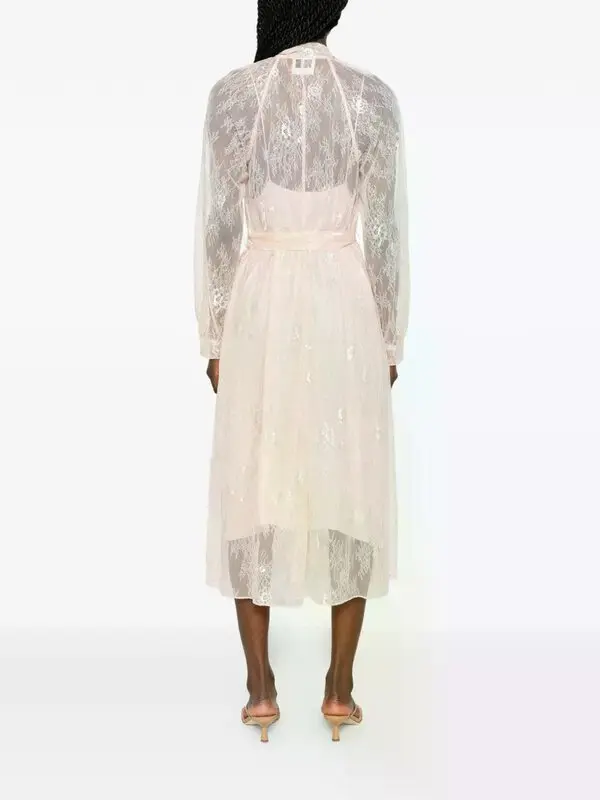 FORTE_FORTE Lace Pussy-bow Midi Dress