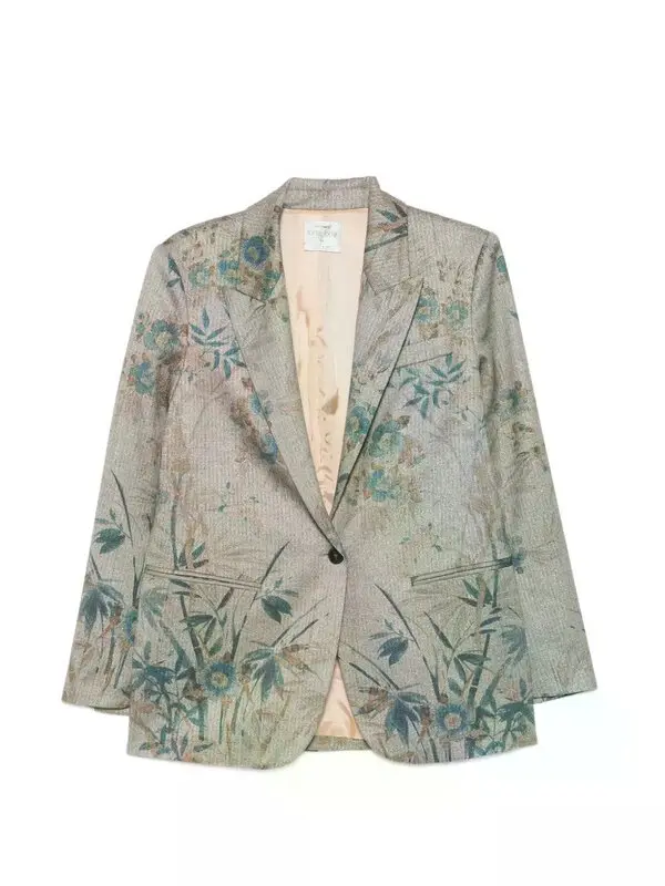 FORTE_FORTE Floral-print Herringbone Blazer