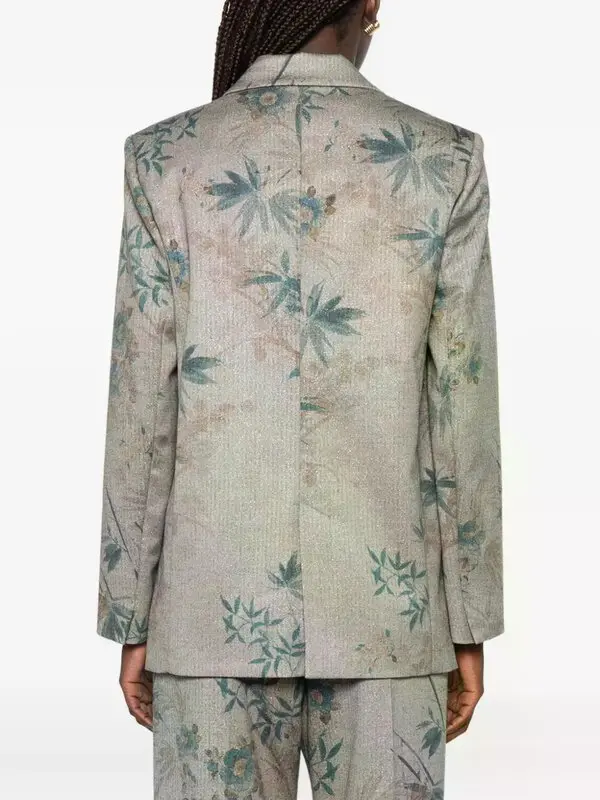 FORTE_FORTE Floral-print Herringbone Blazer