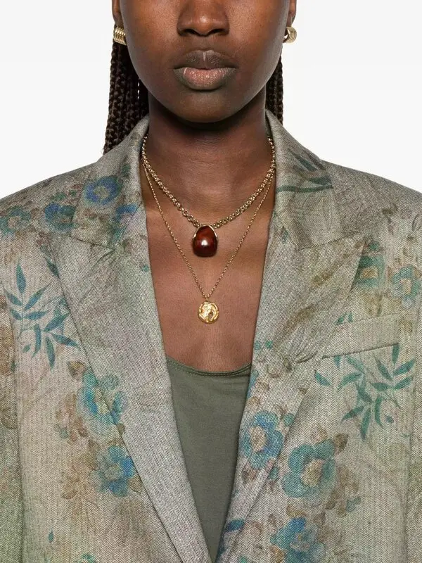FORTE_FORTE Floral-print Herringbone Blazer