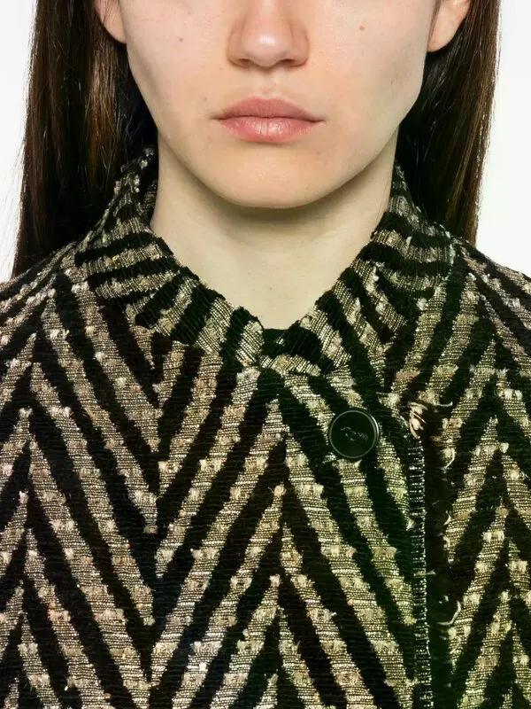 FORTE_FORTE Chevron-pattern Double-breasted Coat