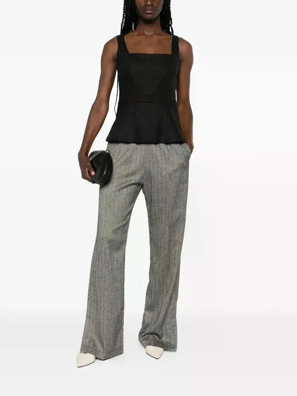 FORTE_FORTE Herringbone Side-slit Trousers