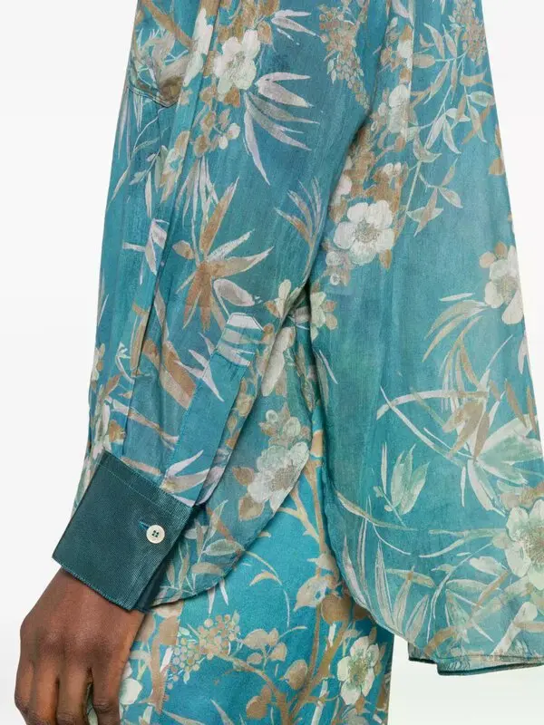 FORTE_FORTE Floral-print Silk-blend Shirt