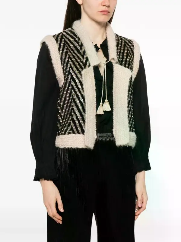 FORTE_FORTE Chevron-pattern Tassel-detail Jacket