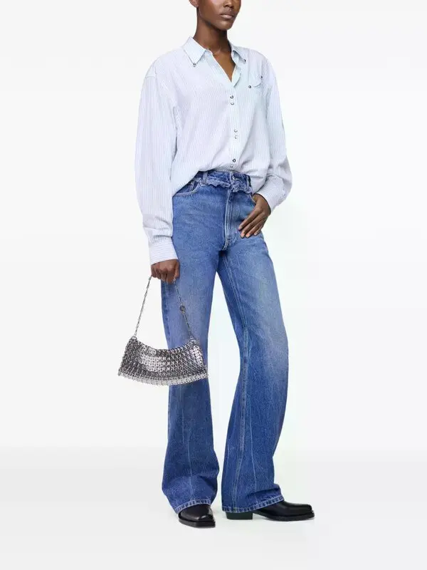 Rabanne Bead-embellished Striped Shirt - Blue