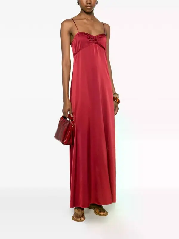 FORTE_FORTE Satin-finish Gathered Dress