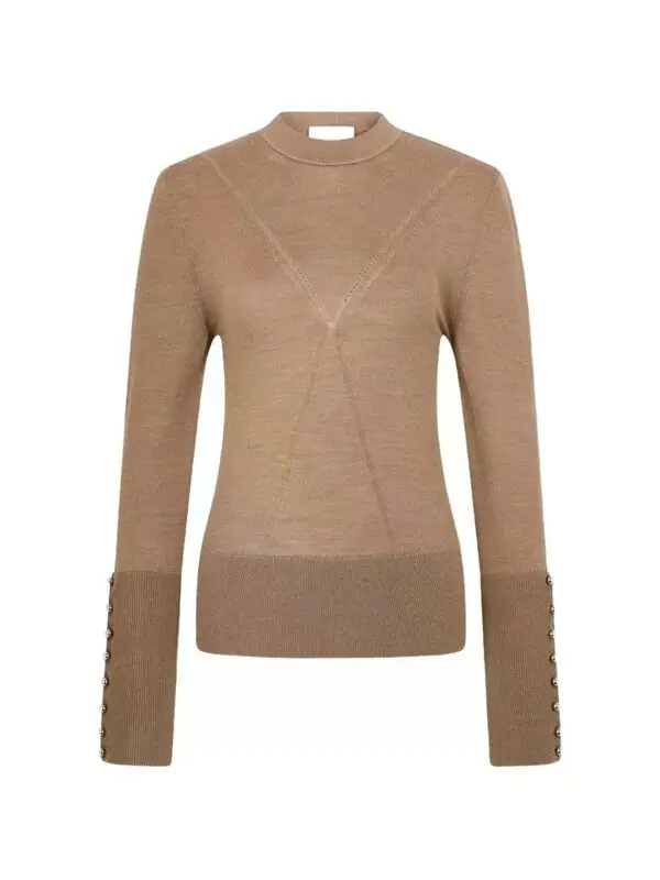 Rabanne Button-cuff Long-sleeve T-shirt - Brown