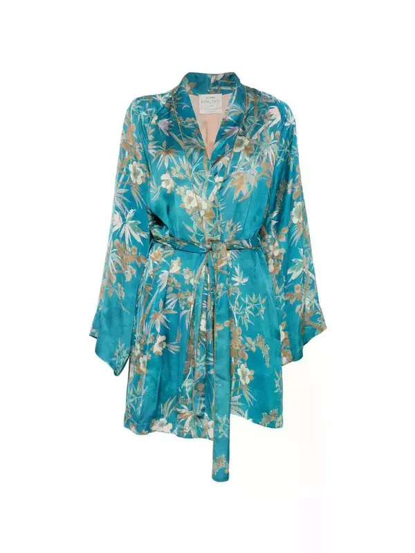 FORTE_FORTE Floral-print Belted Jacket - Blue