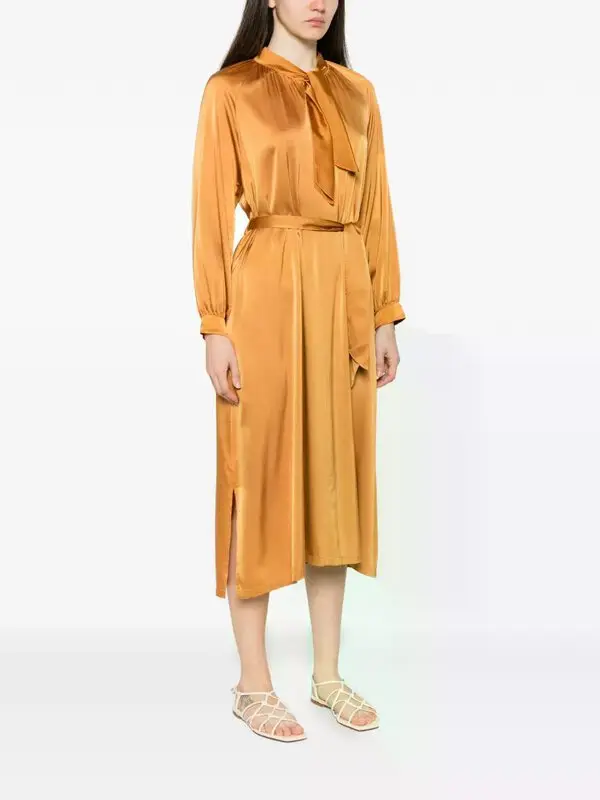 FORTE_FORTE Tie-neck Belted Midi Dress