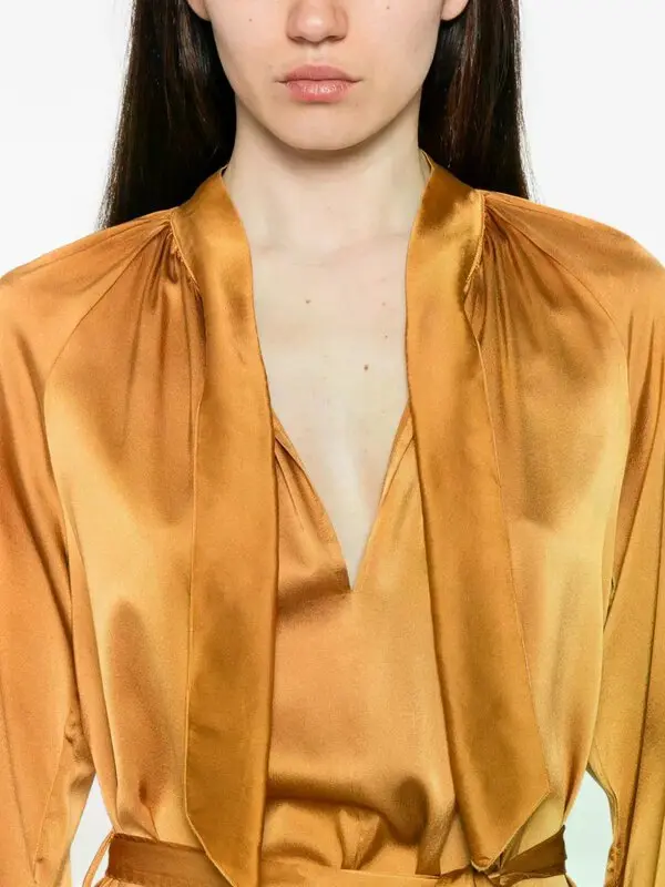 FORTE_FORTE Tie-neck Belted Midi Dress