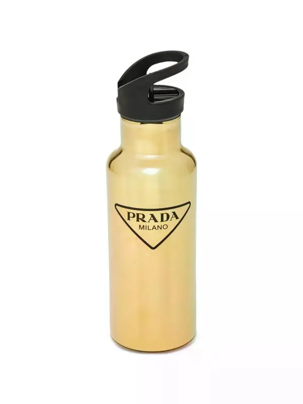 Prada Tone Logo Print Thermal Water Bottle - Gold