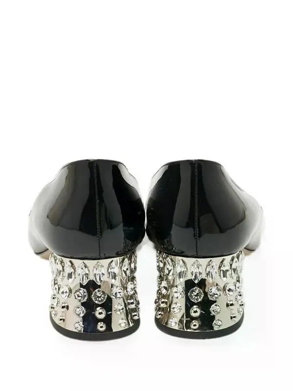 Miu Miu Crystal-embellished Peep-toe Pumps