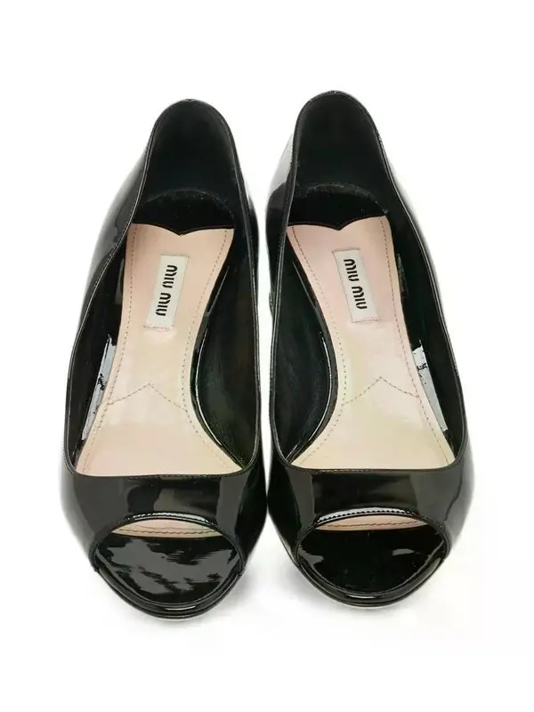 Miu Miu Crystal-embellished Peep-toe Pumps