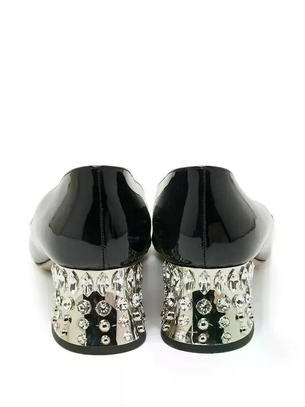 Miu Miu Crystal Embellished Peep-toe Pumps