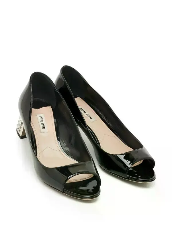 Miu Miu Crystal Embellished Peep-toe Pumps