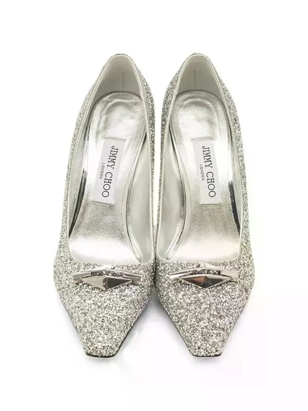 JIMMY CHOO Ryker Glitter-detail Heeled Pumps - Silver