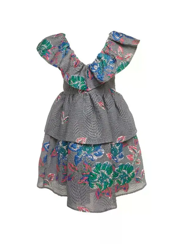 GANNI Tiered-jacquard Mini Dress