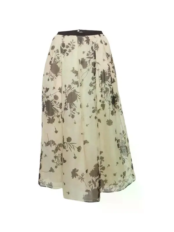 Max Mara Printed Organza Midi Skirt - Neutrals