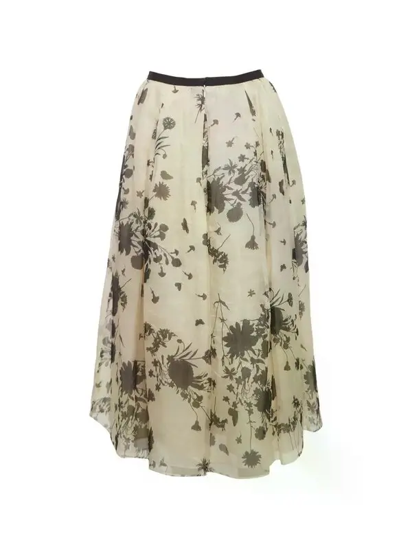 Max Mara Printed Organza Midi Skirt