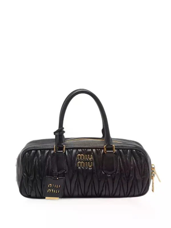 Miu Miu Large Arcadie Matelassé Satchel Bag - Black