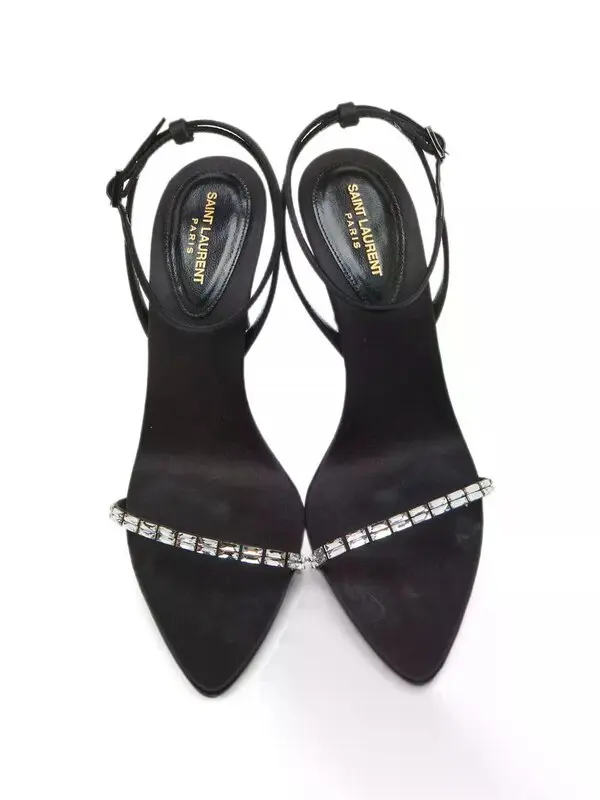 Saint Laurent Crystal-embellished Satin Heeled Sandals
