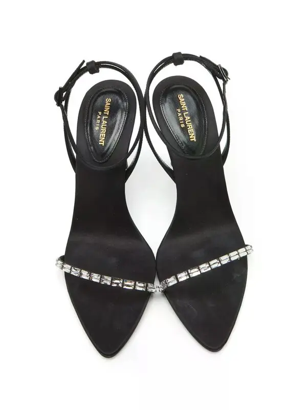 Saint Laurent Crystal-embellished Satin Heeled Sandals