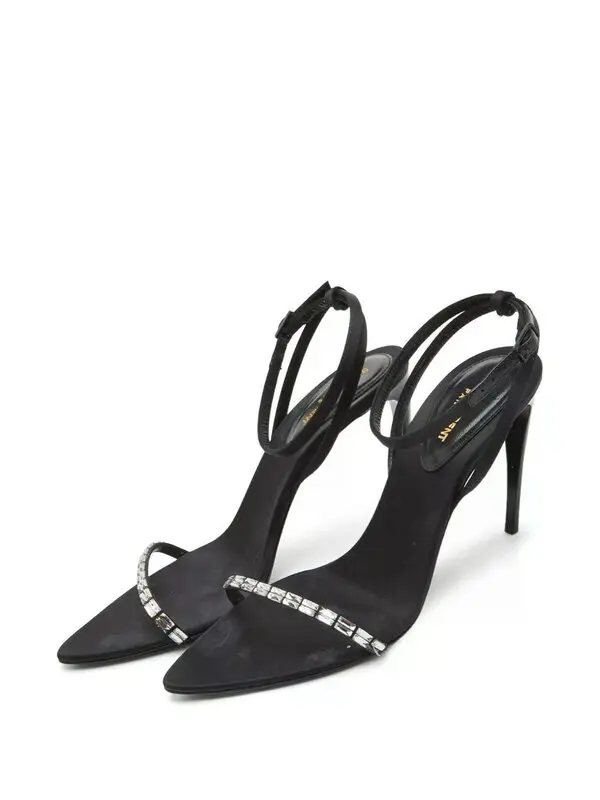 Saint Laurent Crystal-embellished Satin Heeled Sandals