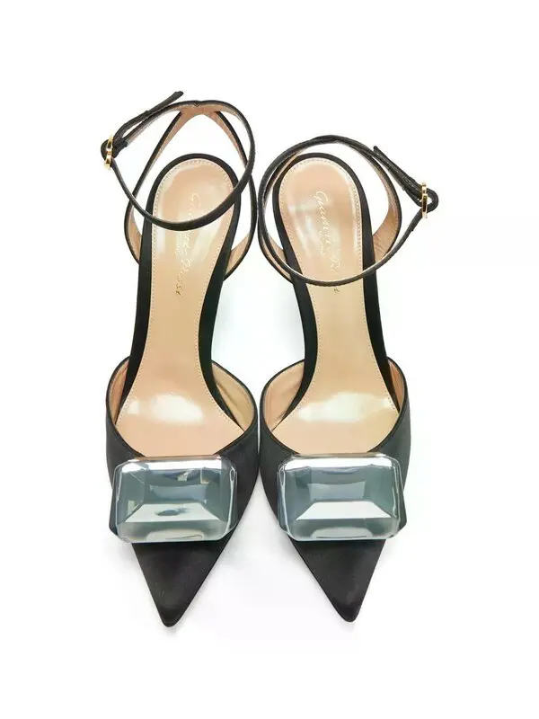 GIANVITO ROSSI Crystal-embellished Ankle Strap Pumps - Black