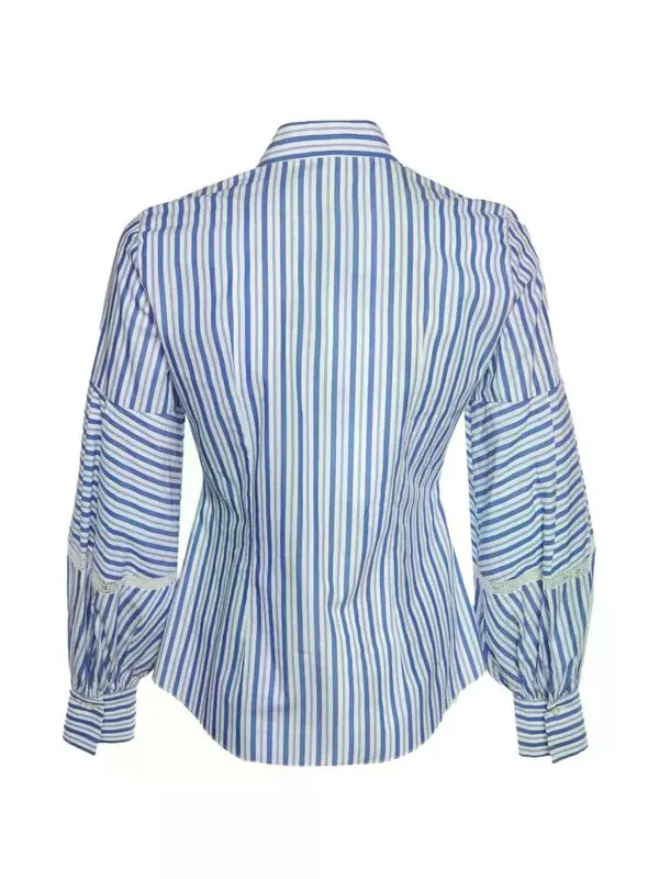 Carolina Herrera Striped Lace-trim Blouse