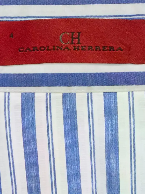 Carolina Herrera Striped Lace-trim Blouse