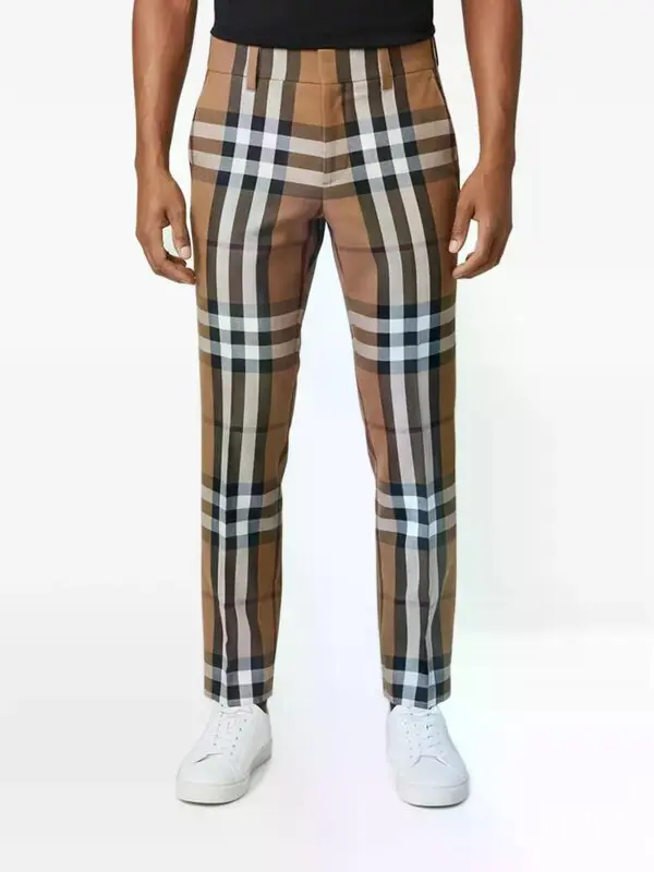 Burberry Check Print Slim-fit Wool Trousers