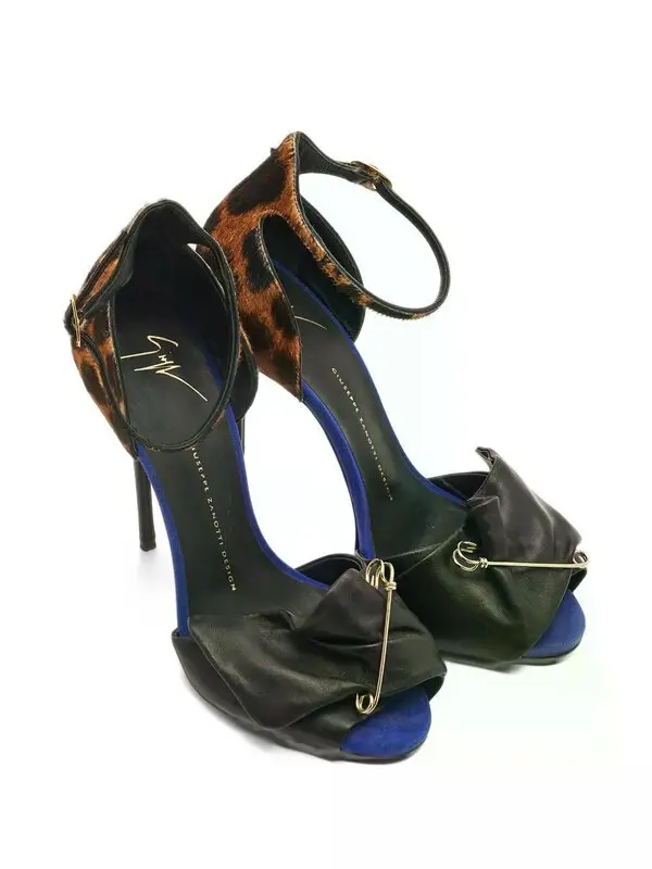 GIUSEPPE ZANOTTI Leather Sandals With Safety Pin Detail - Black