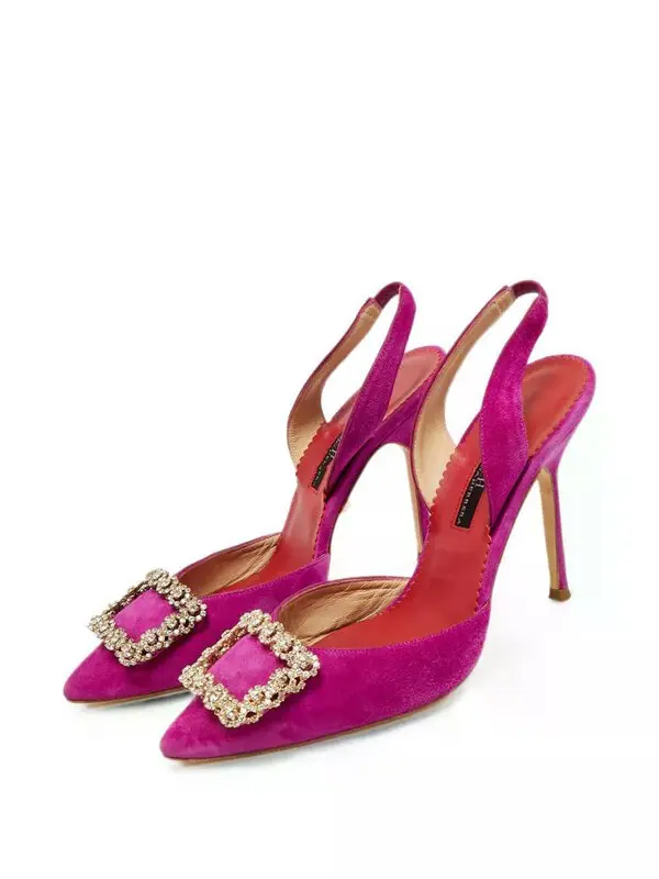 Carolina Herrera Embellished-buckle Slingback Pumps