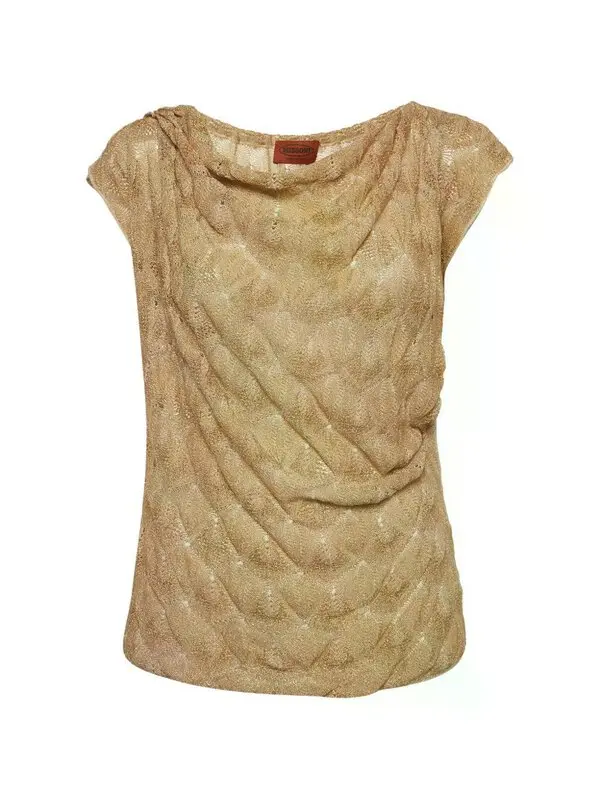 Missoni Cowl-neck Sheer Top - Gold