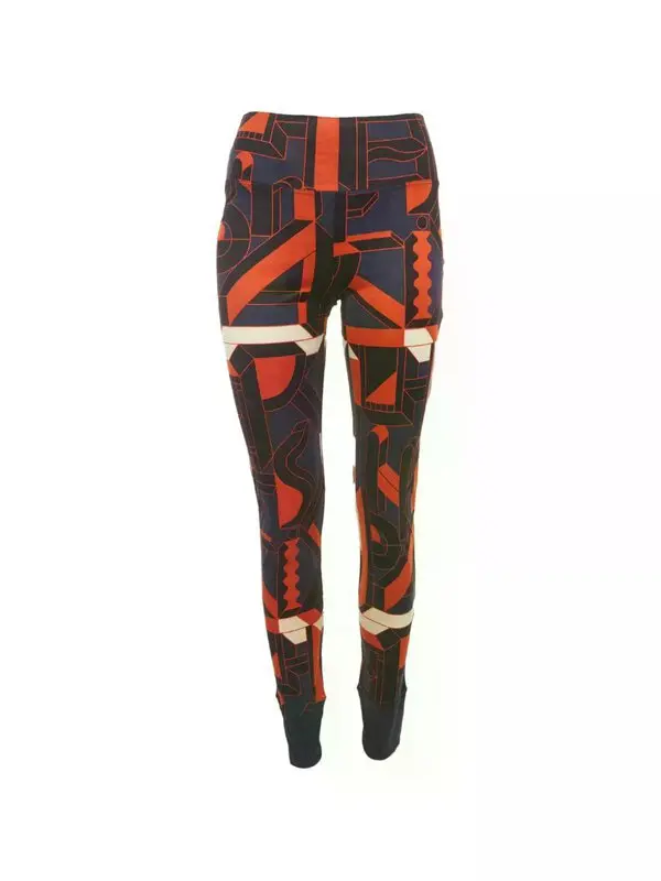 Hermès Typographic-print Silk Leggings - Blue