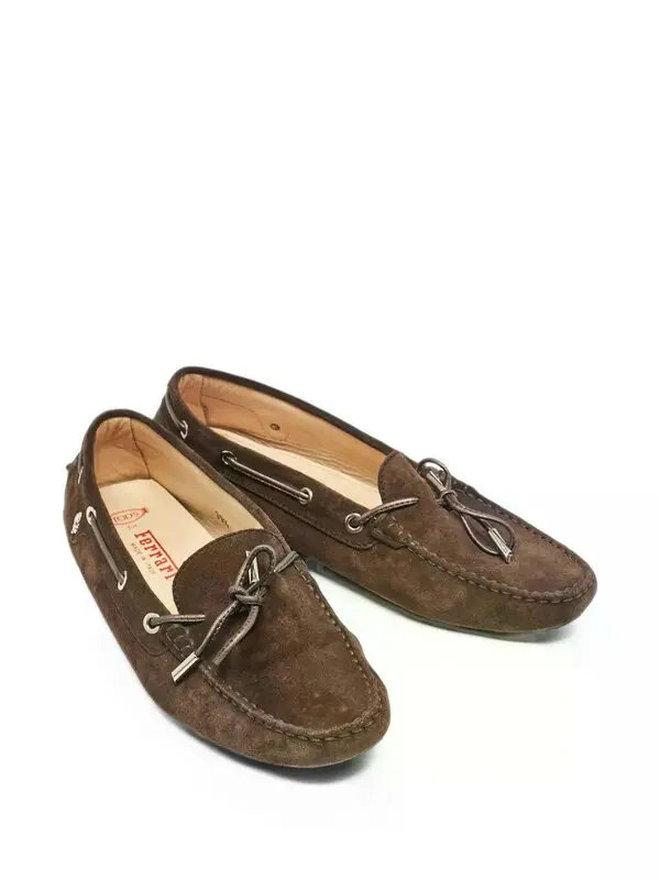 TOD'S Suede Loafers With Bow Detailing - Brown