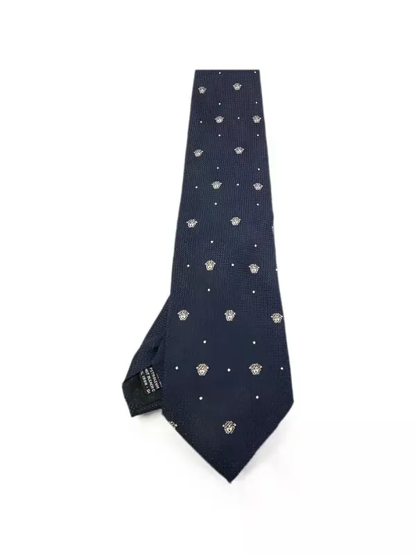 Versace Medusa Head Motif Tie - Blue