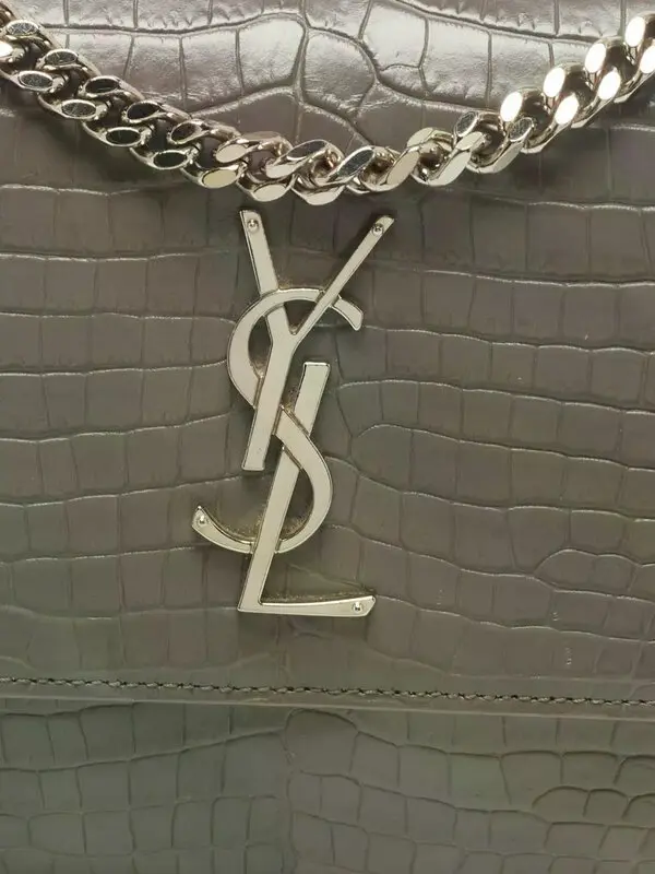Saint Laurent 2017 Medium Sunset Croc-embossed Shoulder Bag